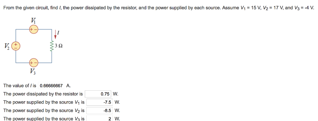 Solved From the given circuit, find I, the power dissipated | Chegg.com