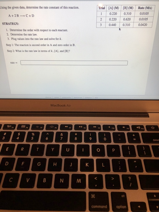 Solved Using the given data, determine the rate constant of | Chegg.com