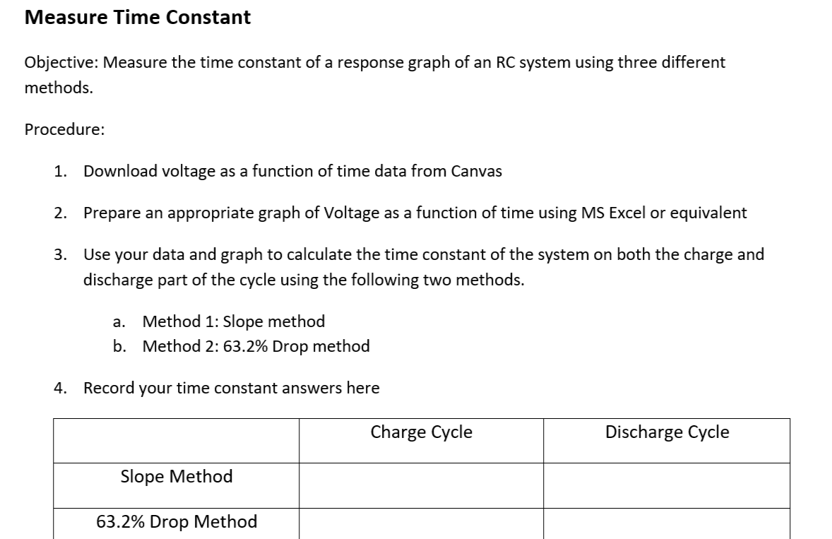 Measure Time Constant Objective: Measure the time | Chegg.com
