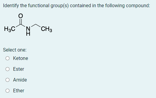 Solved Identify the functional group(s) contained in the | Chegg.com