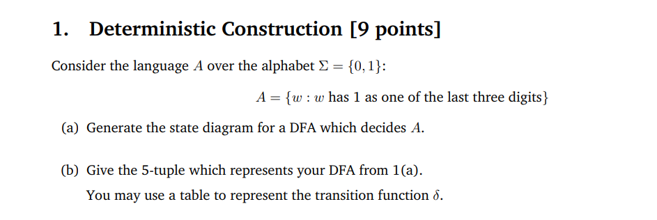 Solved Deterministic Construction [9 ﻿points]Consider the | Chegg.com