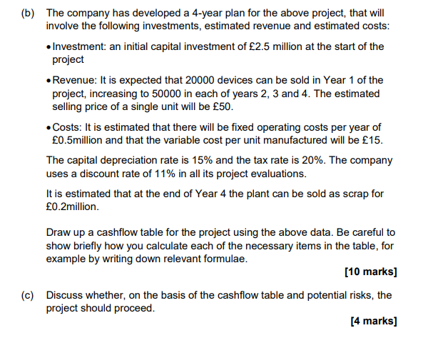 (b) The company has developed a 4-year plan for the | Chegg.com