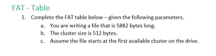 Solved FAT - Table 1. Complete the FAT table below - given | Chegg.com