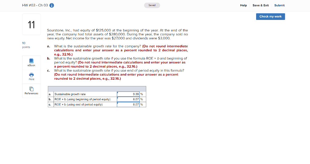 Solved HW #03 - Ch 03 Seved Help Save & Exit Submit Check my | Chegg.com