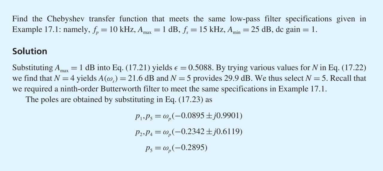 Solved Find the Chebyshev transfer function that meets the | Chegg.com