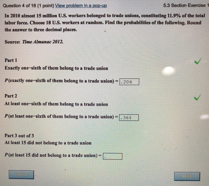 Solved Question 1 of 16 (1 point) View problem in a pop-up | Chegg.com