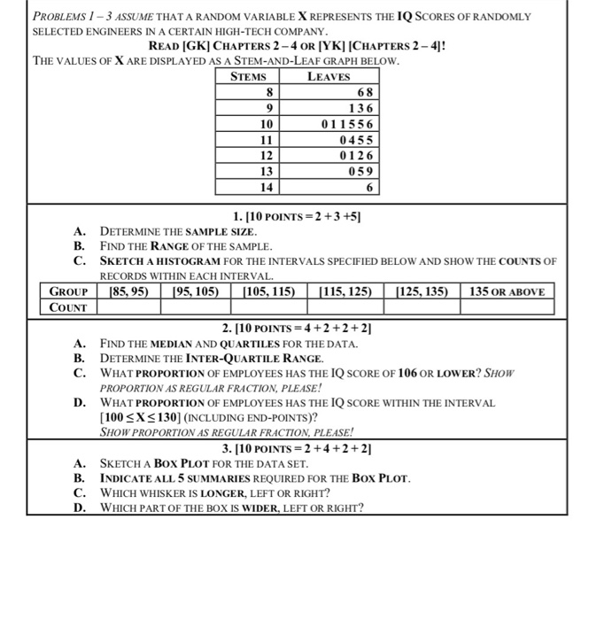 Solved PROBLEMS 1 - 3 ASSUME THAT A RANDOM VARIABLE X | Chegg.com
