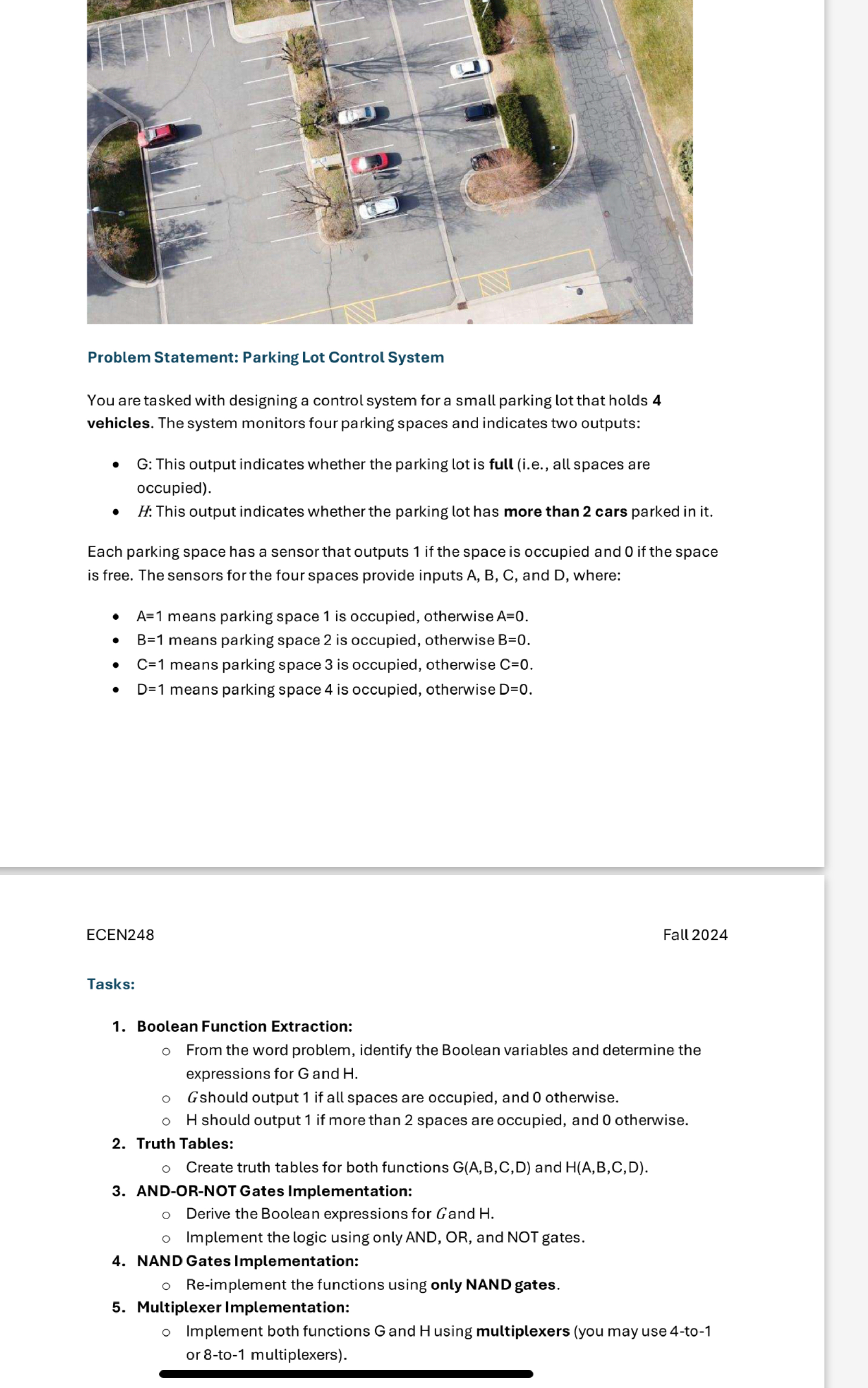 Solved Problem Statement: Parking Lot Control SystemYou are | Chegg.com