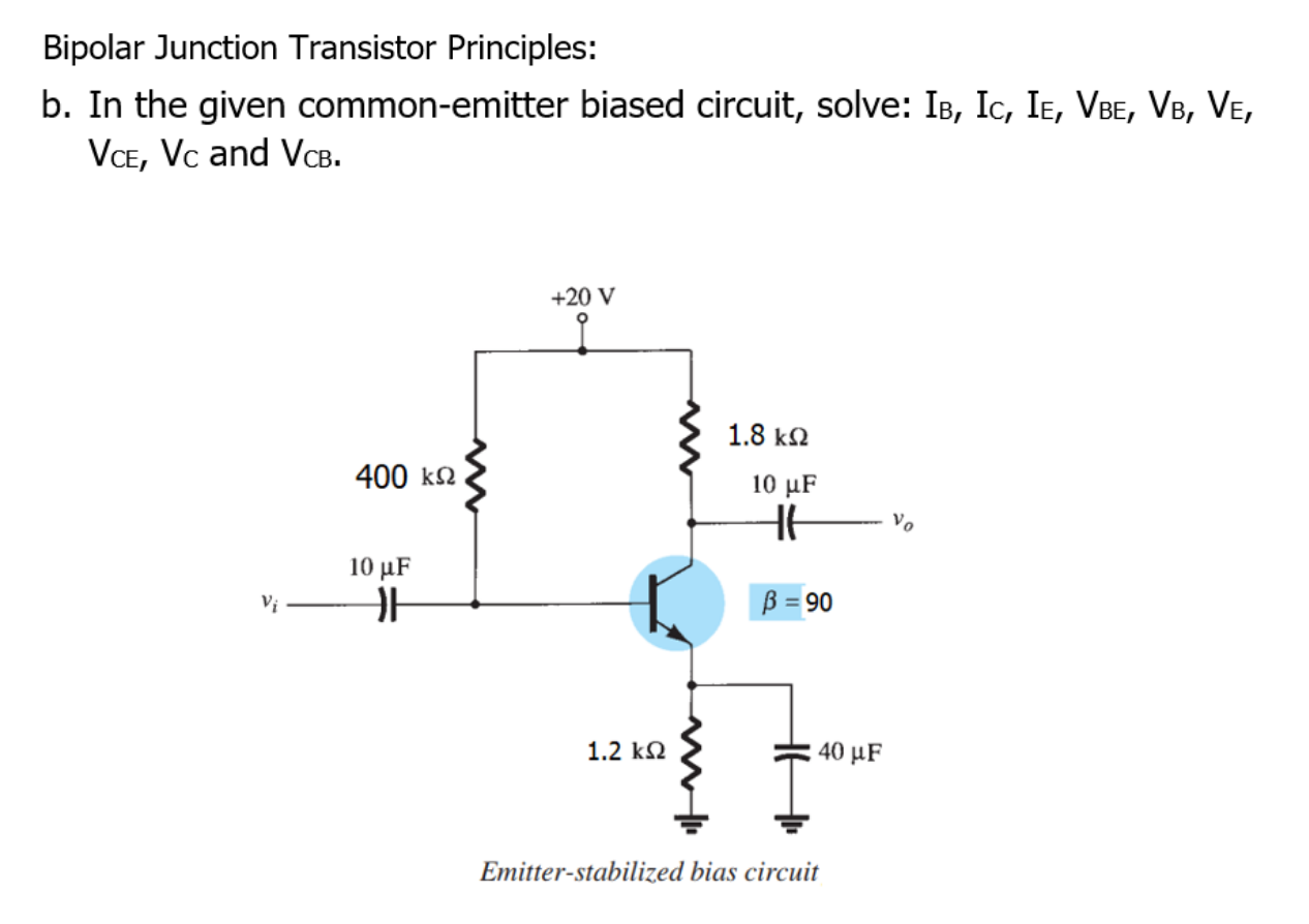 Solved Bipolar Junction Transistor Principles: b. In the | Chegg.com
