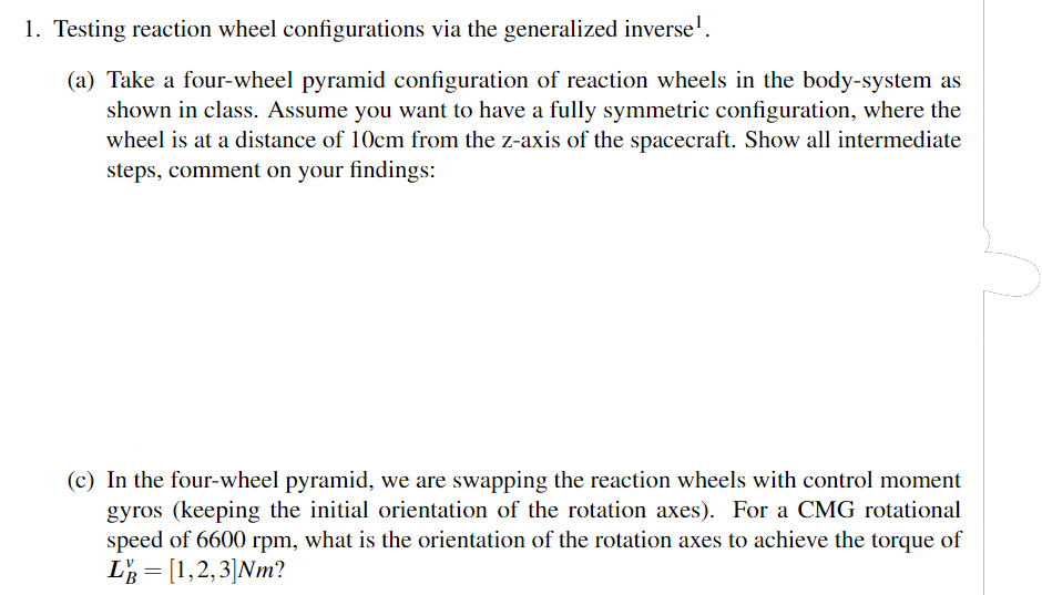 Solved The mass of each reaction wheel is 200g. The wheel | Chegg.com