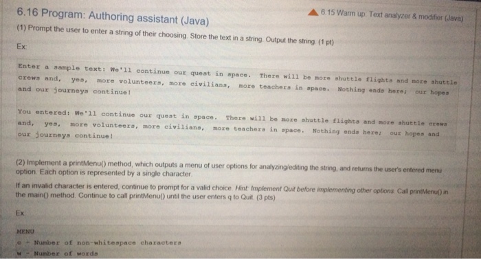 Solved 6.16 Program: Authoring assistant (Java) A 6.15 Warm | Chegg.com