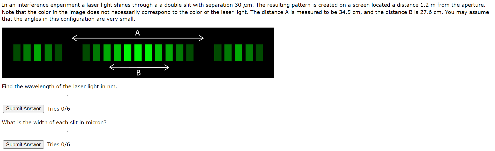Solved In an interference experiment a laser light shines | Chegg.com