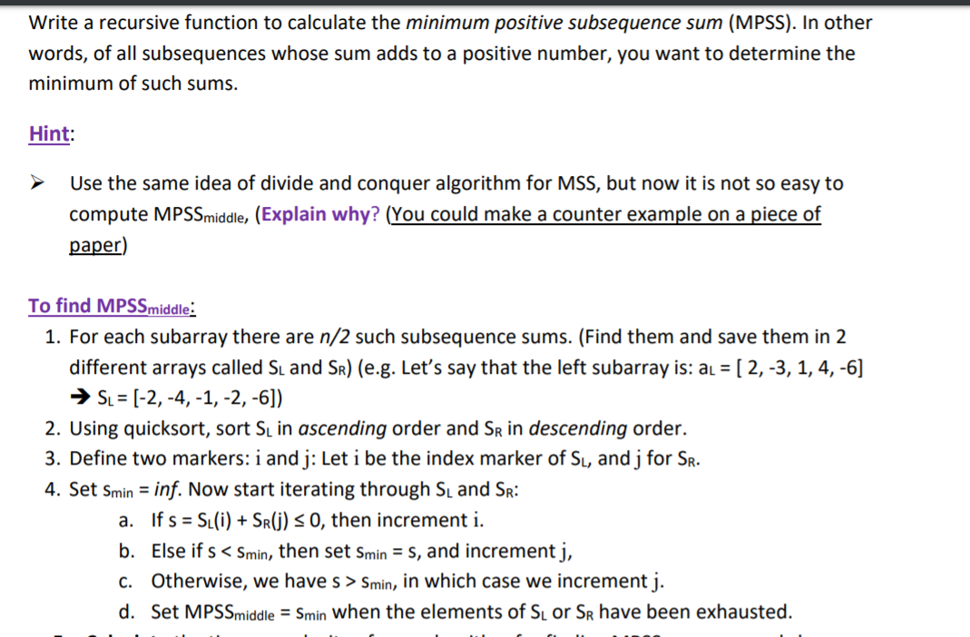 Write a recursive function to calculate the minimum | Chegg.com