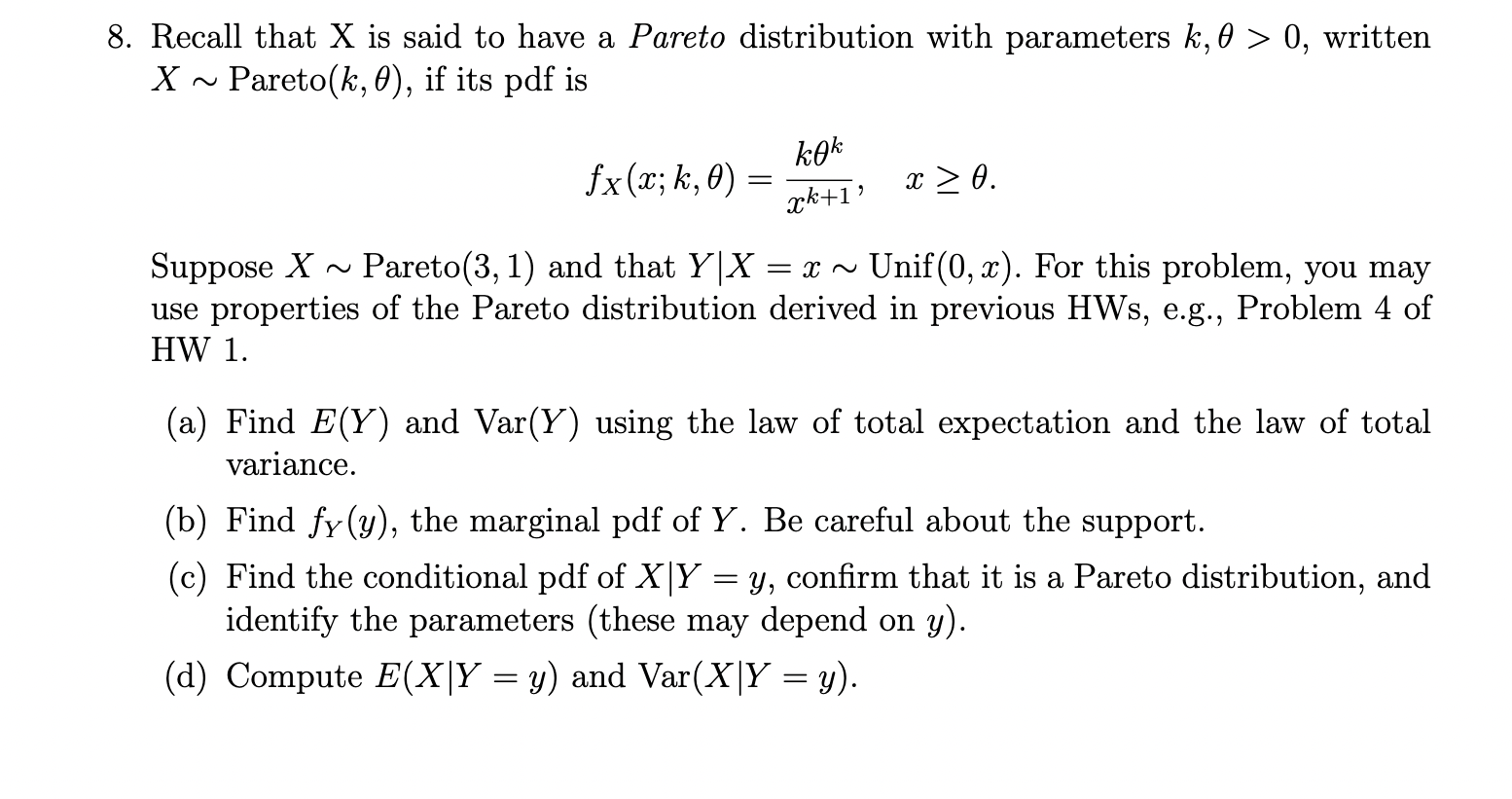 Solved Recall that X is said to have a Pareto distribution | Chegg.com