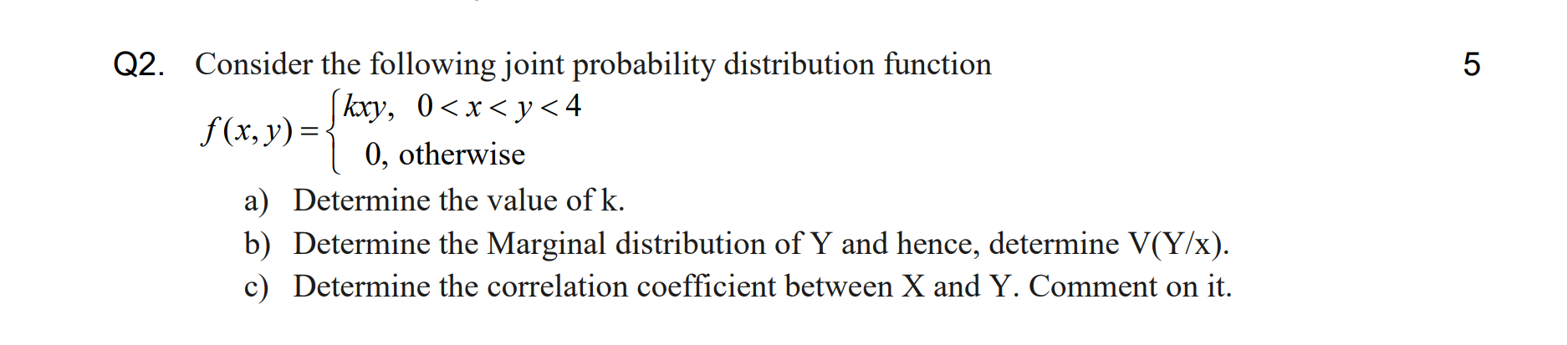 Solved 5 Q2. Consider the following joint probability | Chegg.com