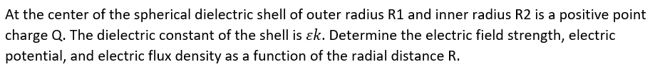 Solved At the center of the spherical dielectric shell of | Chegg.com