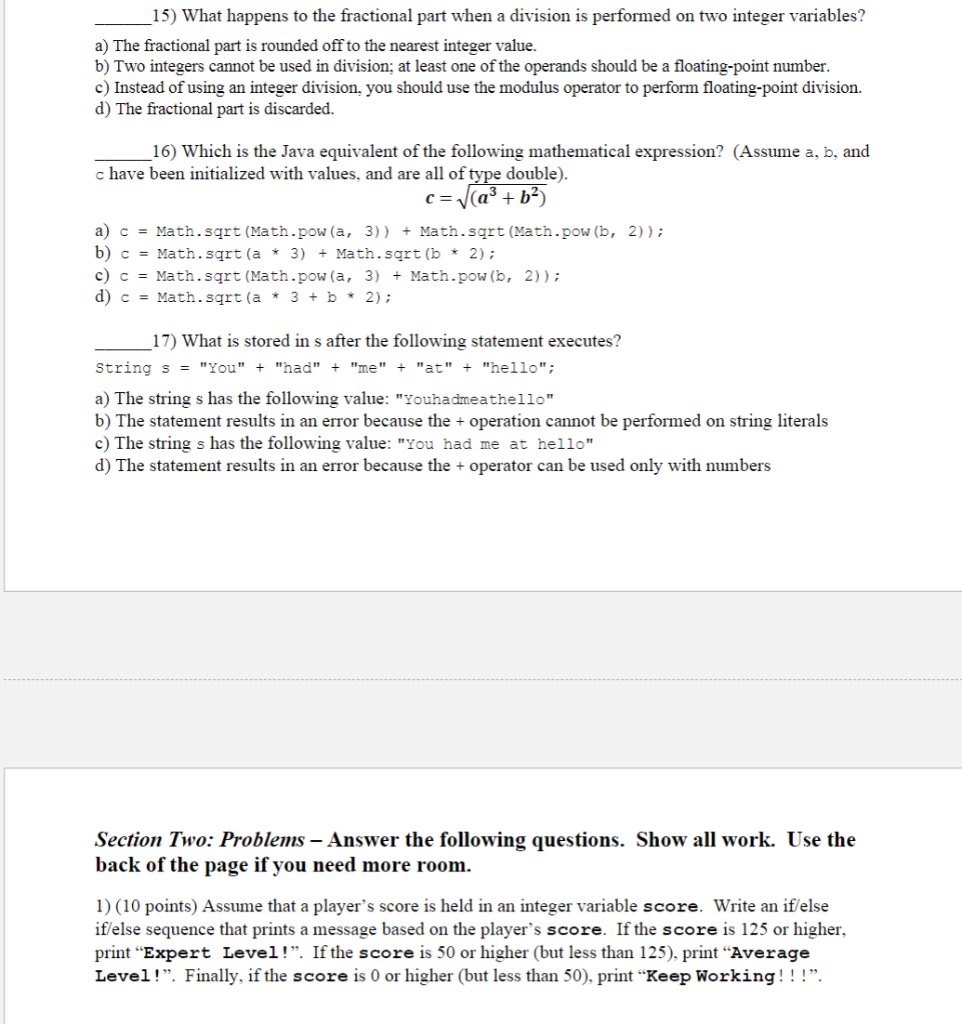 15) What happens to the fractional part when a | Chegg.com