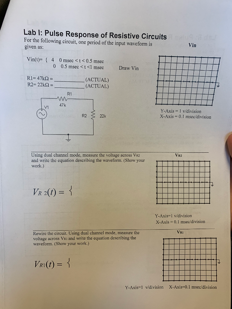 Solved Lab 1: Pulse Response of Resistive Circuits For the | Chegg.com