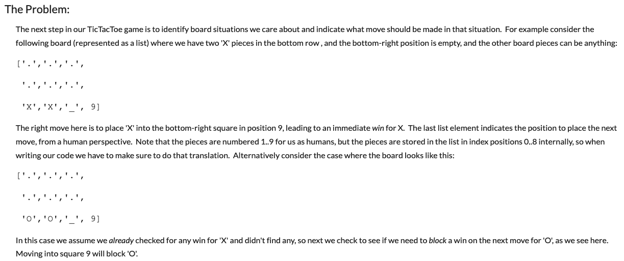 Solved The Problem: The next step in our Tic Tac Toe game is | Chegg.com