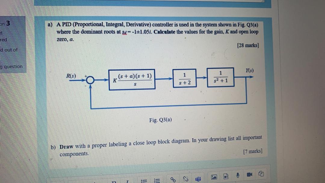 Solved on 3 et red a) A PID (Proportional, Integral, | Chegg.com