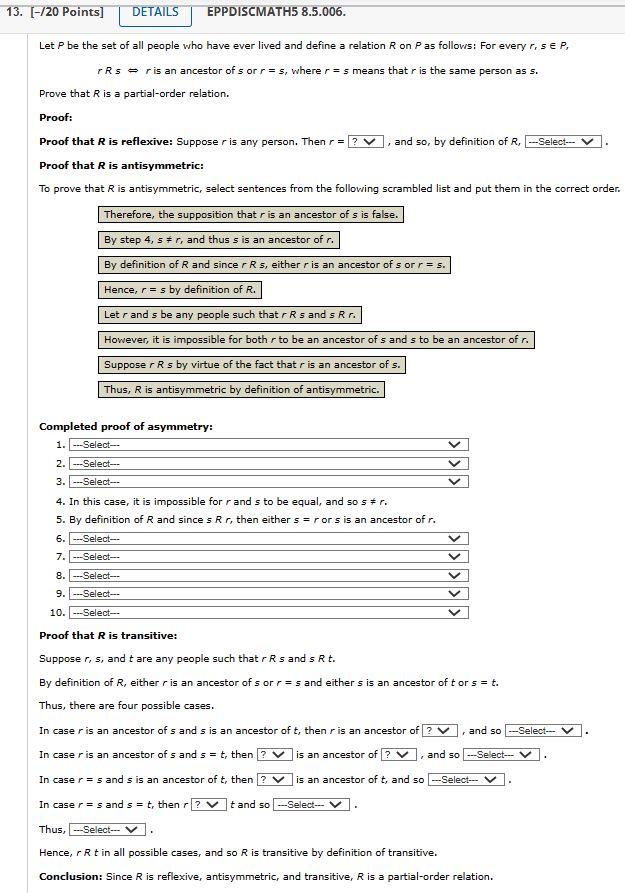 Solved rRs⇔r is an ancestor of s or r=s, where r=s means | Chegg.com