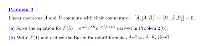 Solved Problem 3 Linear operators A and B commute with their | Chegg.com