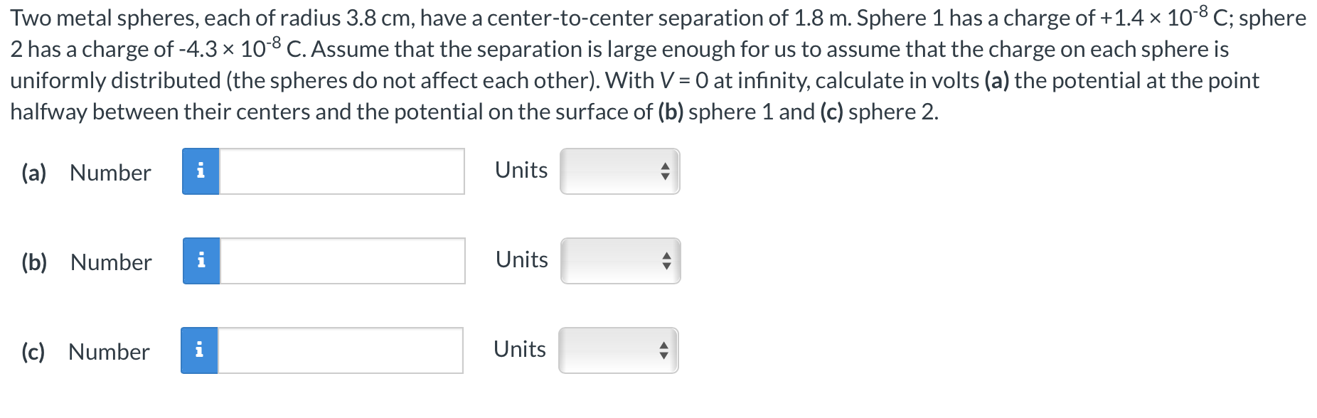Solved Two metal spheres, each of radius 3.8 cm, have a | Chegg.com