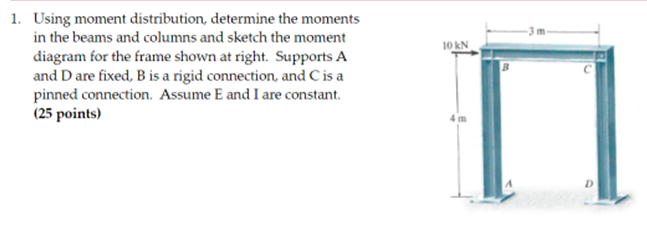 Solved 1. Using moment distribution, determine the moments | Chegg.com