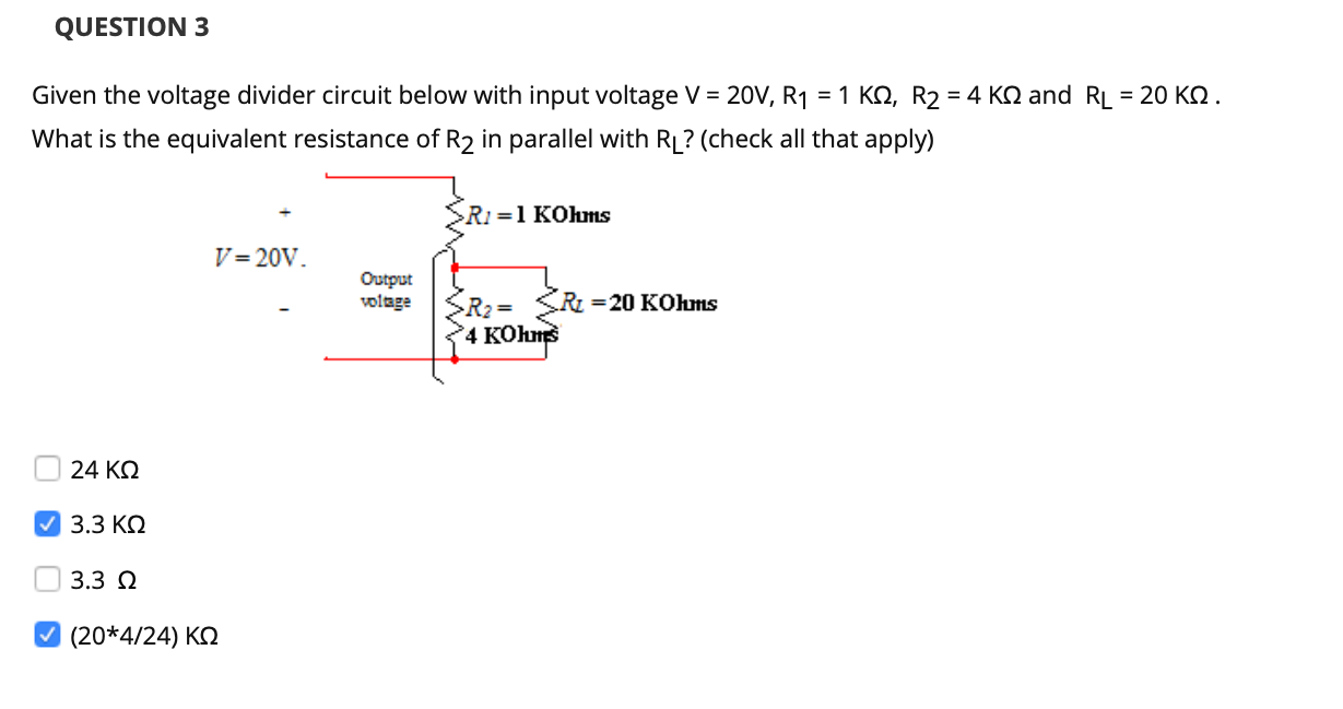 Solved QUESTION 1 Given the voltage divider circuit below | Chegg.com