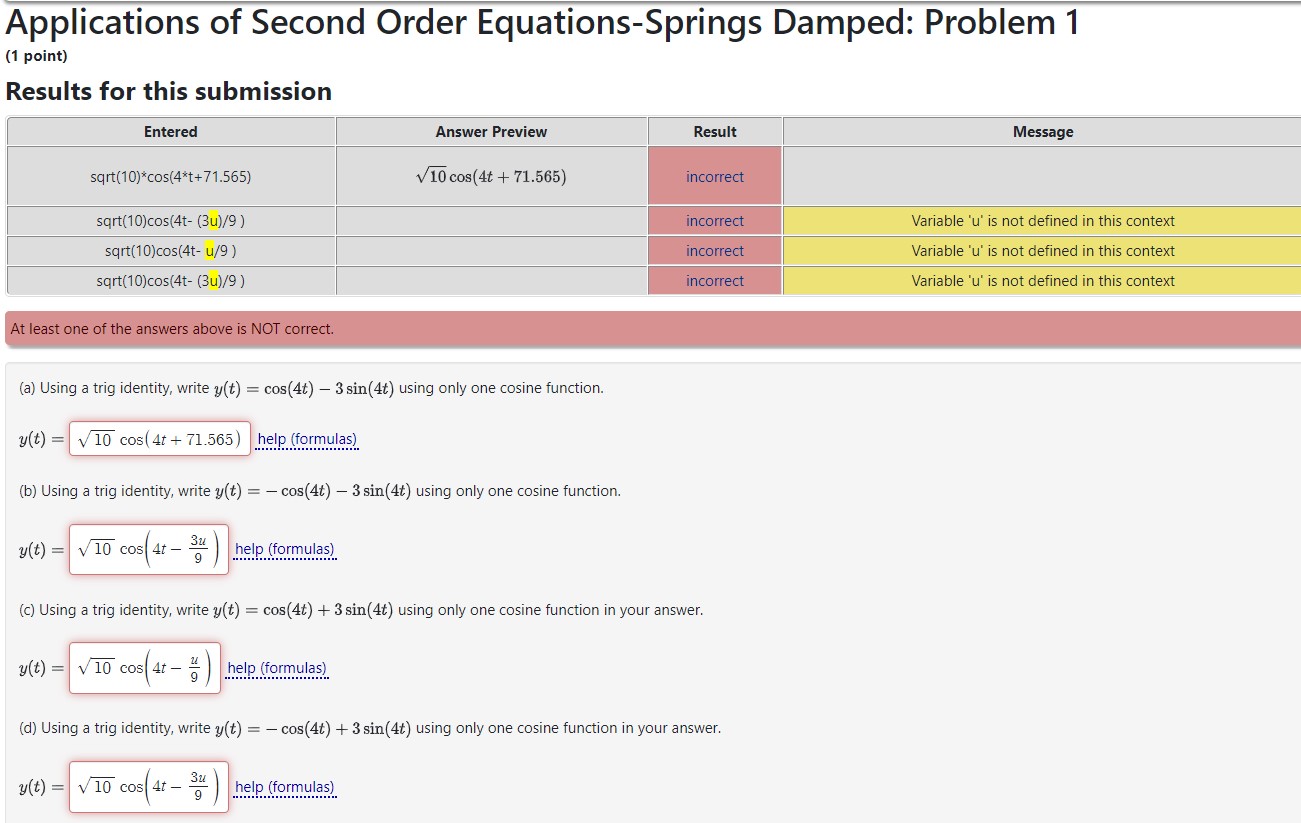 Solved Applications of Second Order Equations-Springs | Chegg.com