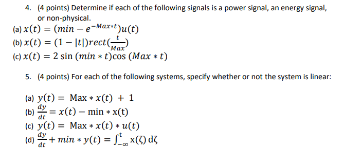 Solved 4. (4 points) Determine if each of the following | Chegg.com