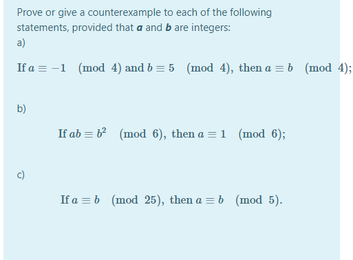 Solved Prove or give a counterexample to each of the | Chegg.com