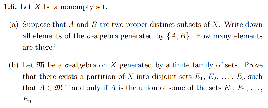 Solved 1.6. Let X be a nonempty set. (a) Suppose that A and | Chegg.com