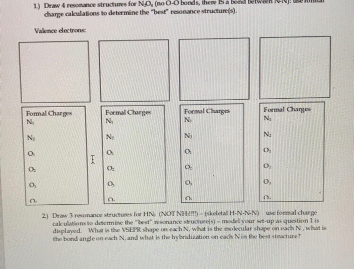 Solved 1) Draw 4 resonance structures for NO (no O-O bonds, | Chegg.com