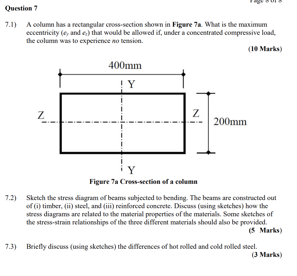 Solved Question 7 7.1) A column has a rectangular | Chegg.com