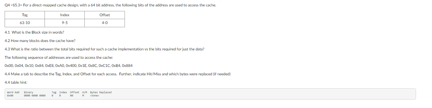 Solved 04 For a direct-mapped cache design, with a 64 | Chegg.com