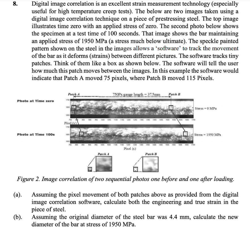Solved 8. Digital image correlation is an excellent strain | Chegg.com