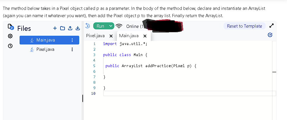 The method below takes in a Pixel object called p as | Chegg.com