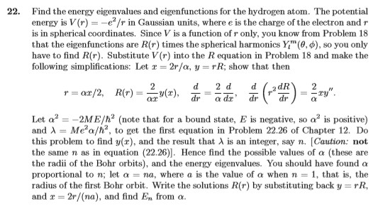 Solved 22. Find the energy eigenvalues and eigenfunctions | Chegg.com
