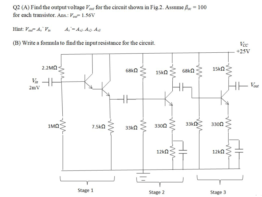 Solved Q2 (A) Find the output voltage Vout for the circuit | Chegg.com
