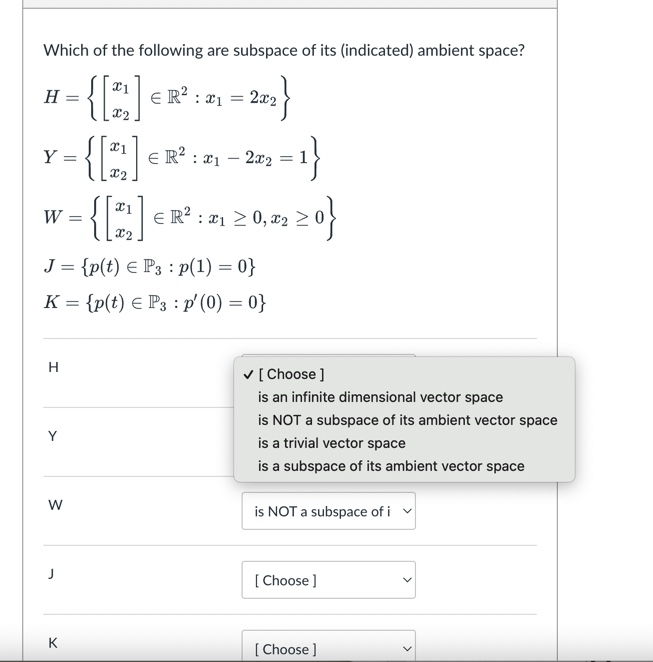 Solved Which of the following are subspace of its | Chegg.com