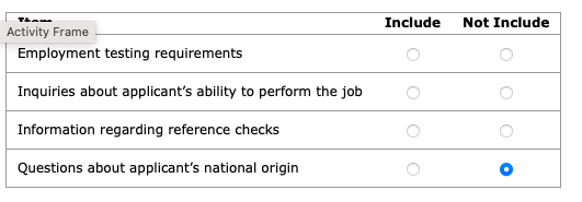 Solved Example Interviewing Method Activity Frame ler asks | Chegg.com