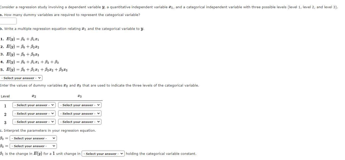 Consider a regression study involving a dependent | Chegg.com