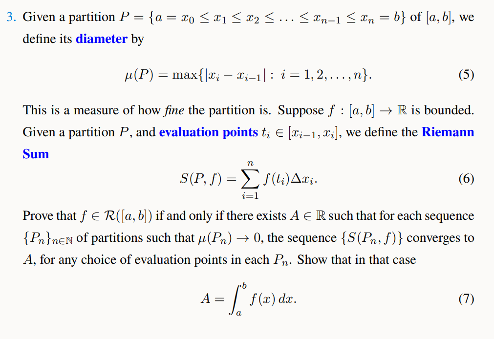 Solved Given a partition P={a=x0≤x1≤x2≤…≤xn−1≤xn=b} of | Chegg.com