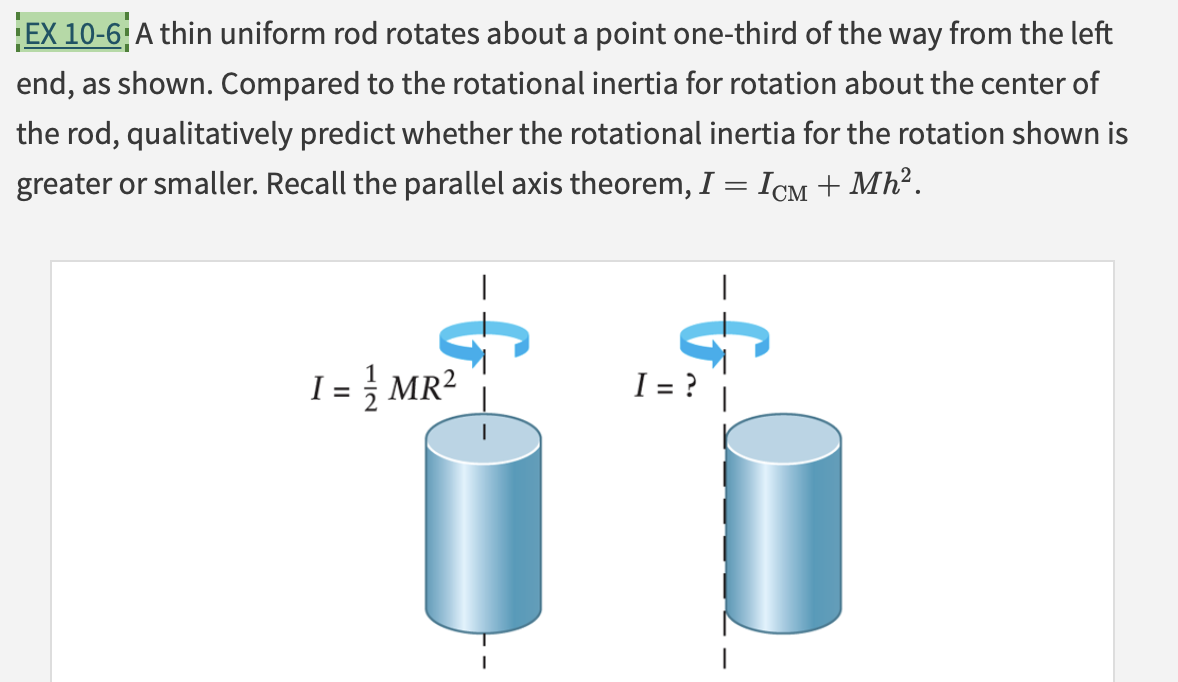 Solved EX 10-6 A thin uniform rod rotates about a point | Chegg.com