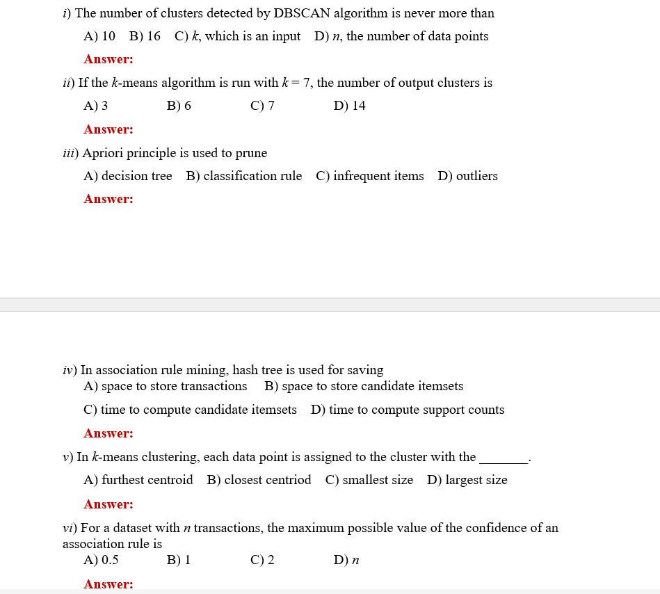 Solved I The Number Of Clusters Detected By Dbscan 