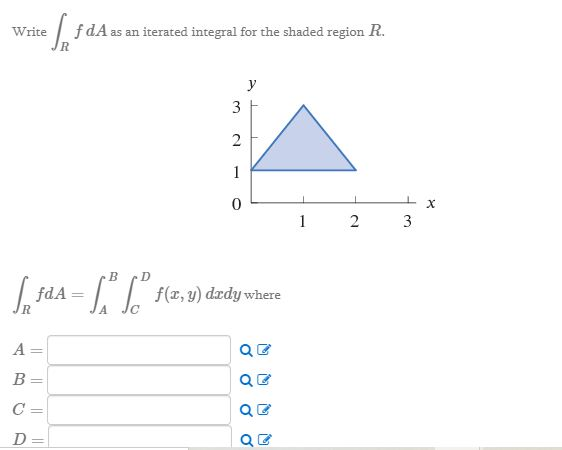 Solved Write Sie fdA as an iterated integral for the shaded | Chegg.com