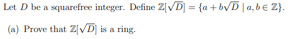 Solved Let D be a squarefree integer. Define | Chegg.com