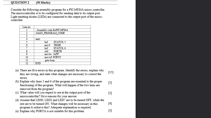 Solved QUESTION 2 (30 Marks) Consider the following assembly | Chegg.com