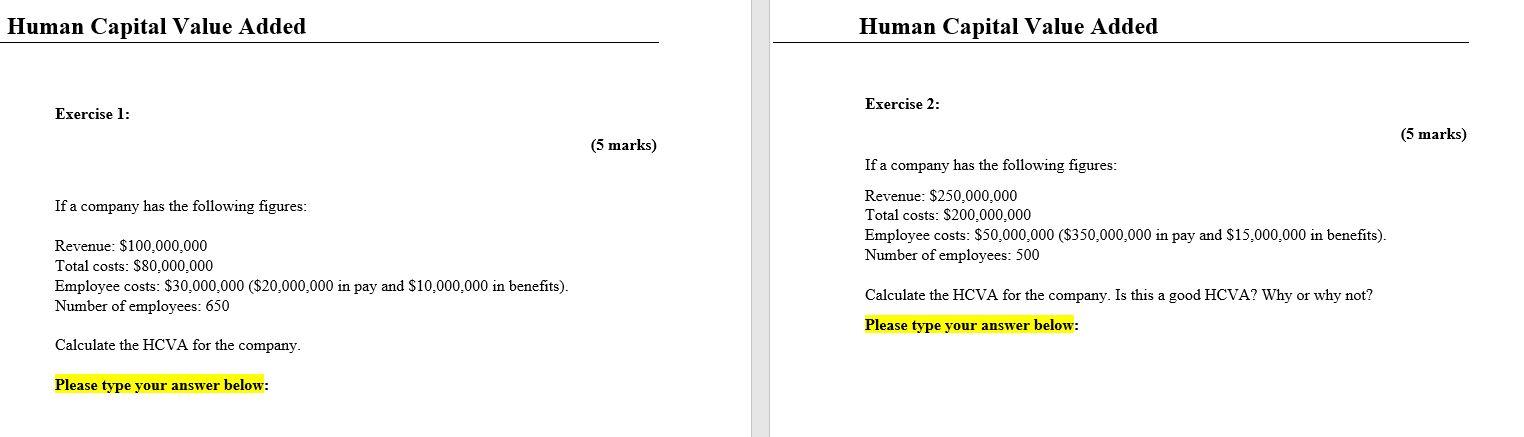 Solved Human Capital Value Added Human Capital Value Added | Chegg.com